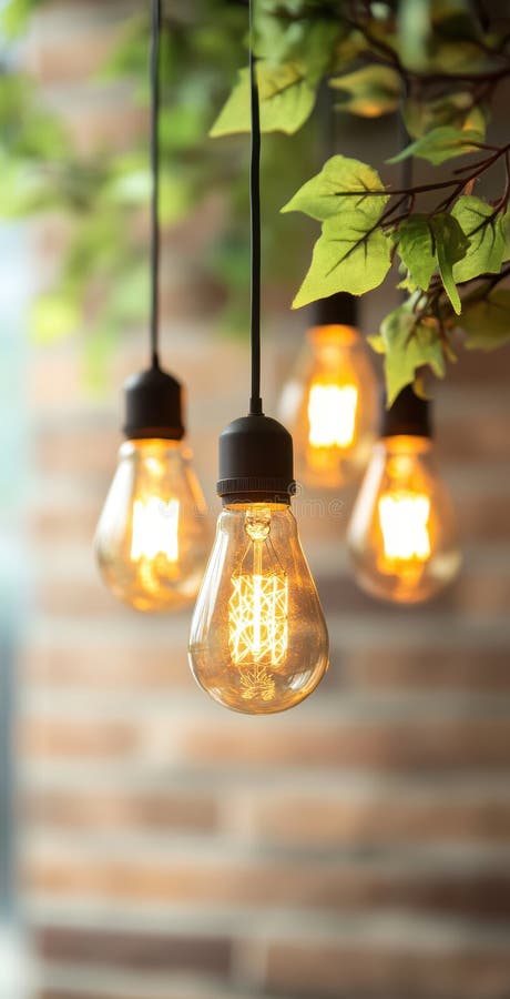 Glowing Light Bulbs Set Lights Brick Wall Stock Photos - Free & Royalty ...