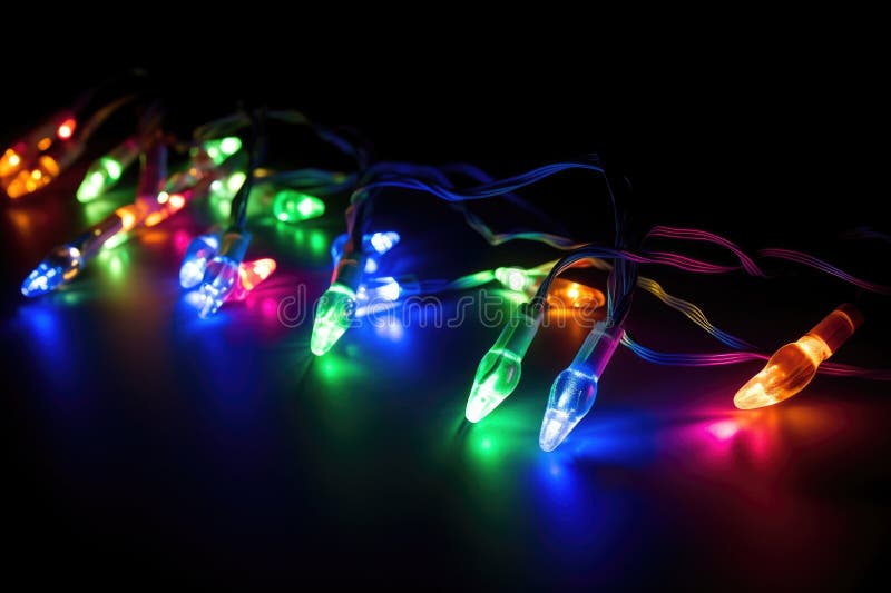 String of Lights Glowing in the Dark Stock Image - Image of lights ...