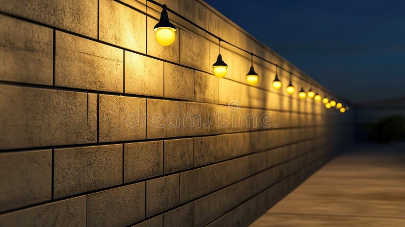 String Lights Hang Gently on a Beige Wall, Casting a Warm Glow and ...