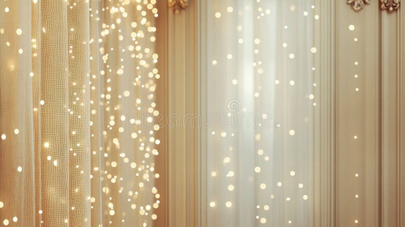 String Lights Hang Gently on a Beige Wall, Casting a Warm Glow and ...