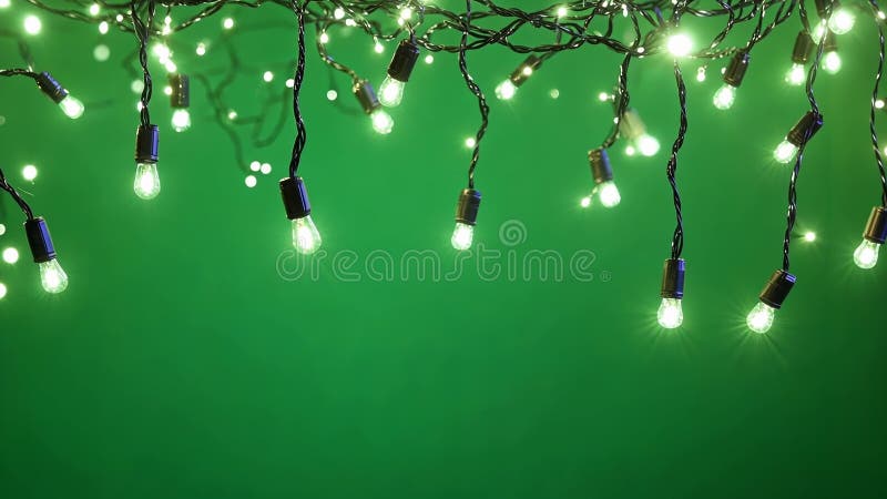 String Lights Hanging on Green Screen Background for Chroma Keying ...