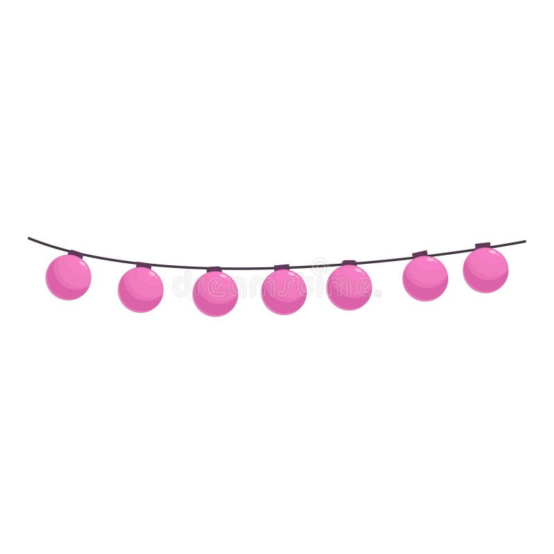 String Lights Hanging, Pink Round Lightbulbs Decoration Stock Vector ...