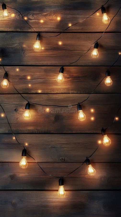 String Lights Illuminate Wooden Wall in Warm and Inviting Setting for ...