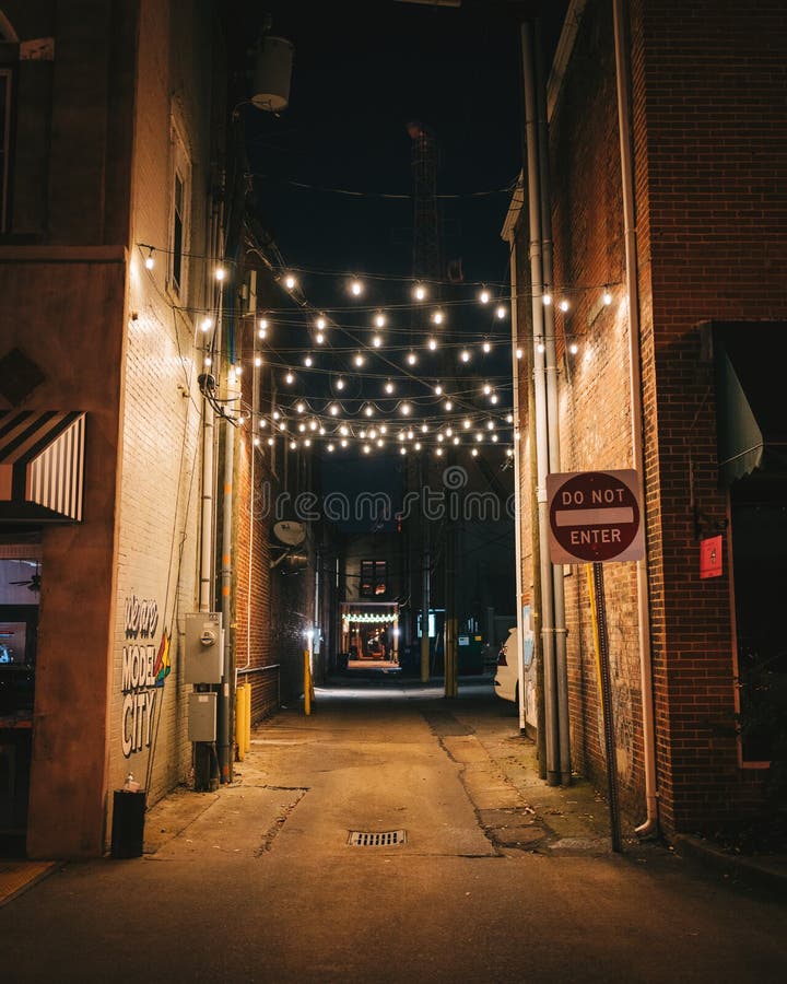 String Lights at Night, Kingsport, Tennessee Stock Image - Image of ...