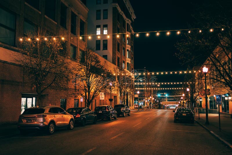 String Lights at Night, Parkersburg, West Virginia Editorial Stock ...