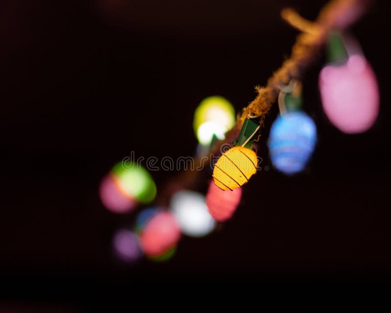 String Lights on Rope stock image. Image of color, bulb - 145388599