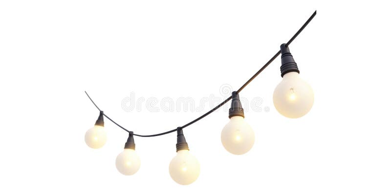 String Lights with Round Bulbs Isolated on Transparent Background Stock ...