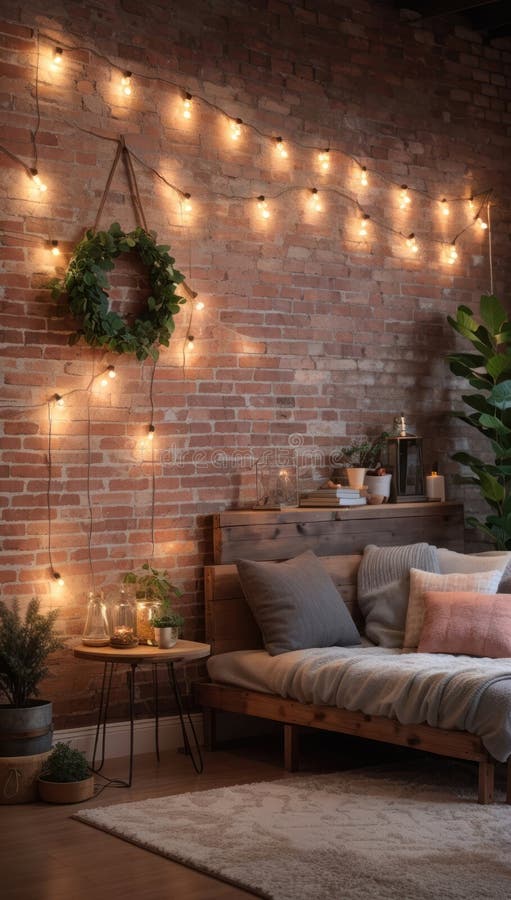 String Lights and Rustic Charm: Transform Your Space into a Cozy Wonderland Stock Illustration ...