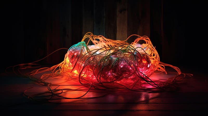 A String of Lights Sitting on Top of a Wooden Floor Stock Illustration ...