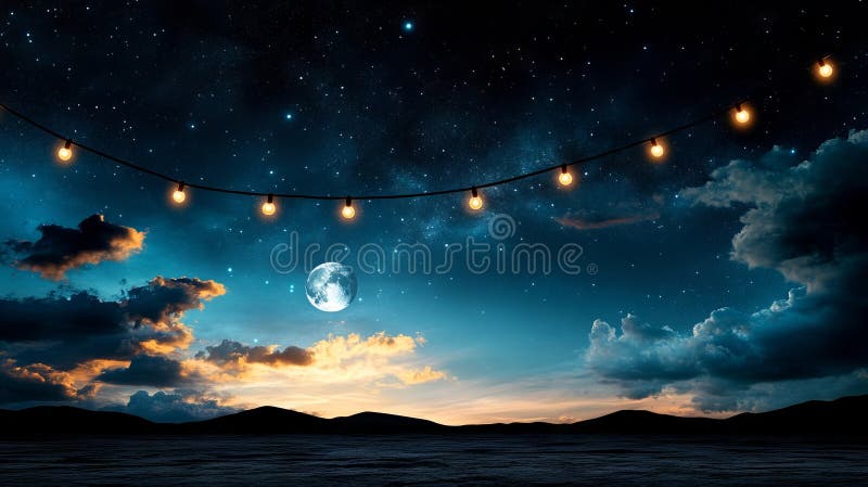 A String of Lights Strung Across a String of String Lights in the Night ...