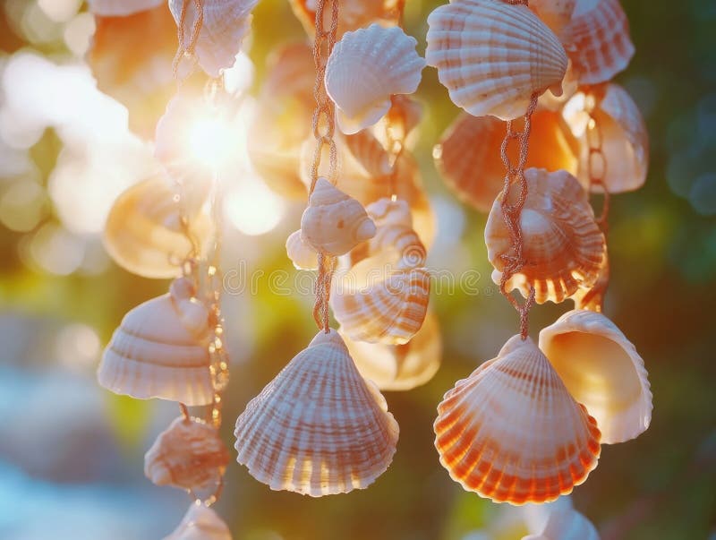 Seashells on String stock image. Image of generated - 385516069