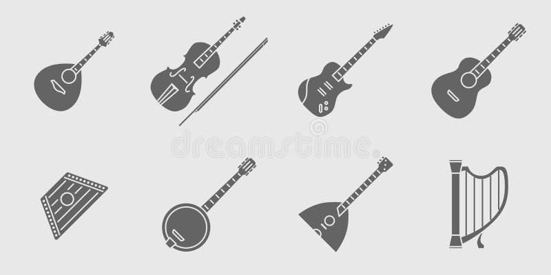 Music Instruments Icons Set 14 Stock Vector - Illustration of orchestra ...