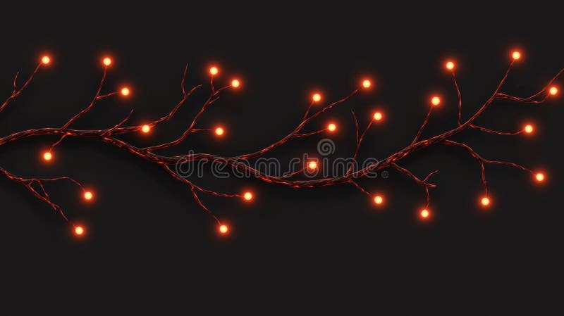 A String of Orange Lights Against a Black Background. Stock Image ...