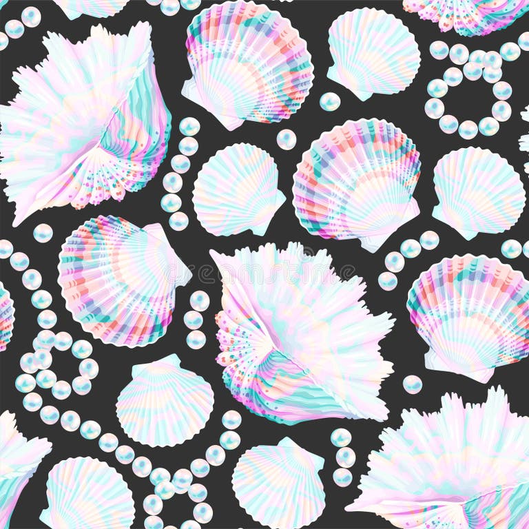 String of Pearls and Shells Vector Pattern Stock Vector - Illustration ...