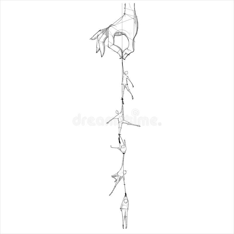 String of People Hanging from a Hand Stock Vector - Illustration of ...