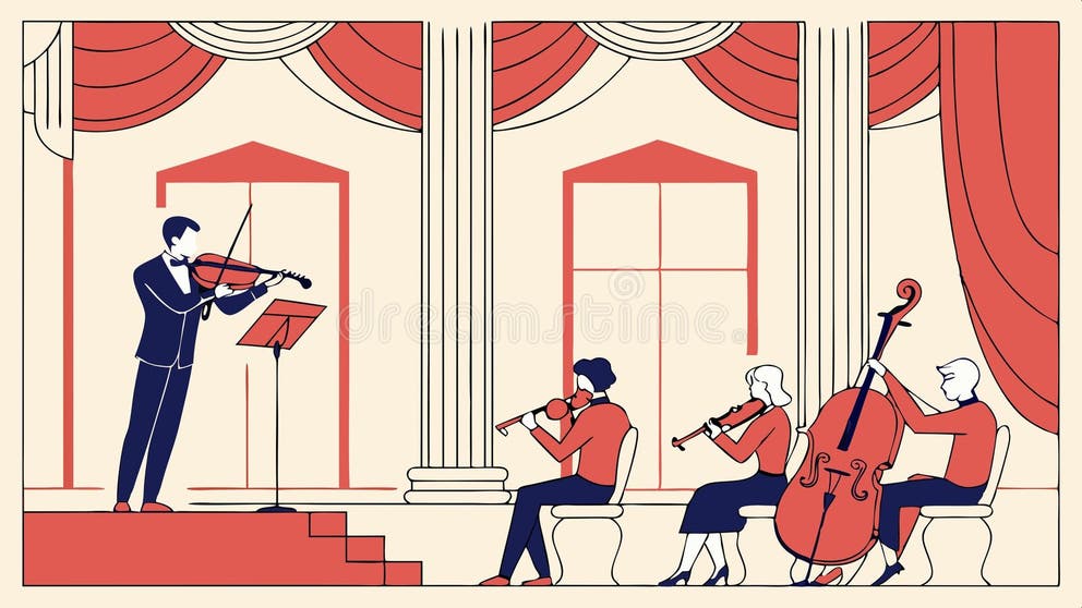 String Quartet Performance, a Classical Music Ensemble Vector Design ...