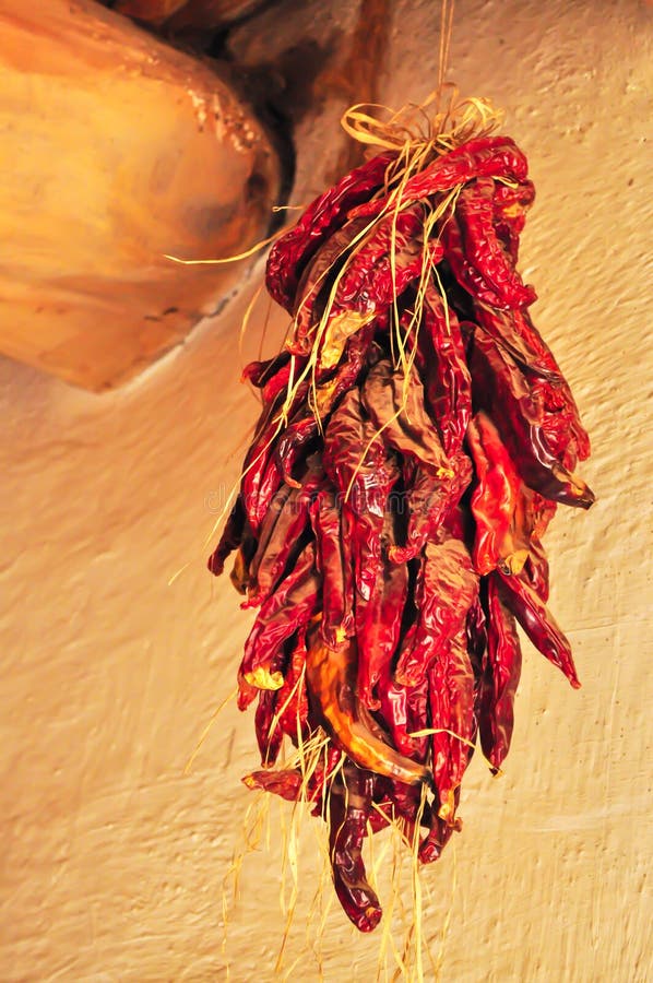 Chili Peppers Hang On A String. Stock Image - Image of healthy ...
