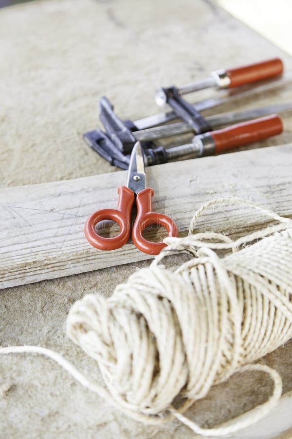 String and scissors to cut stock photo. Image of office - 50614138