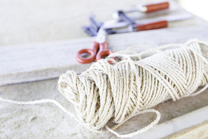 String and scissors to cut stock photo. Image of office - 50614138