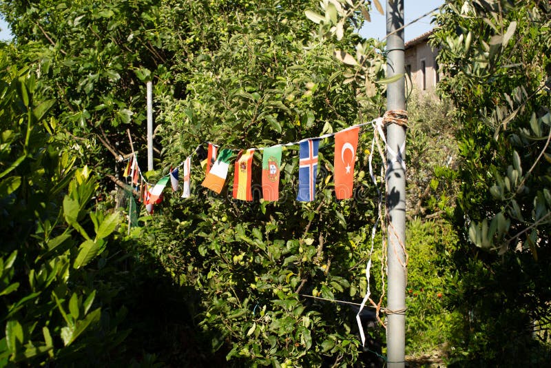 String of Small National Flags Stock Photo - Image of italy, tuscany ...
