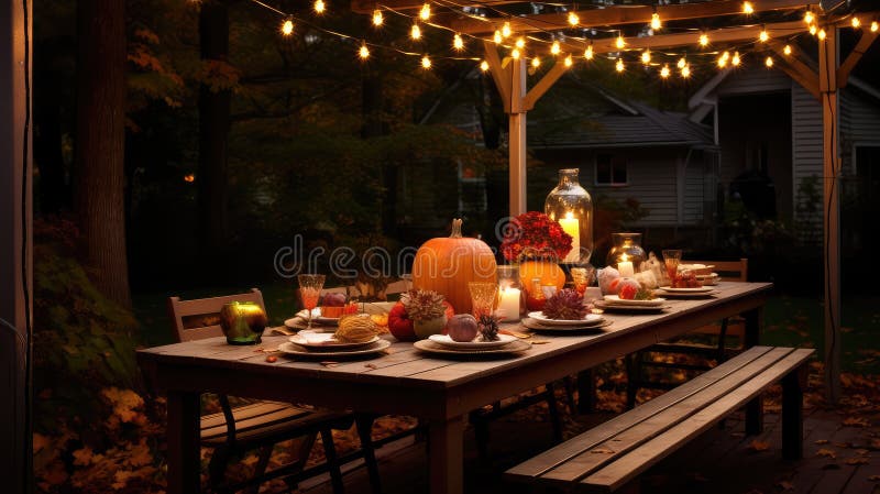 String Thanksgiving Dinner Lights Stock Illustration - Illustration of ...