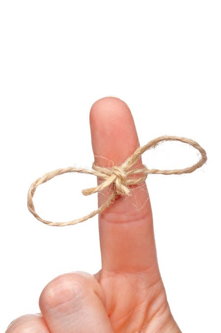 String Tied Around a Finger As a Reminder Stock Photo - Image of ...