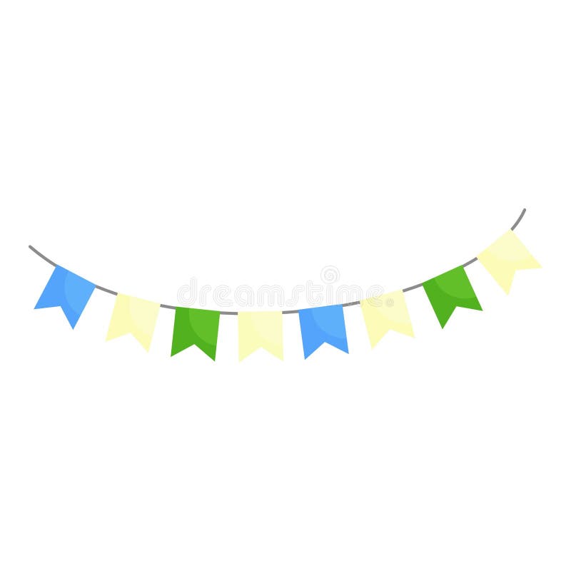 String of Triangle Flags Hanging on a Rope Celebrating a Festive ...