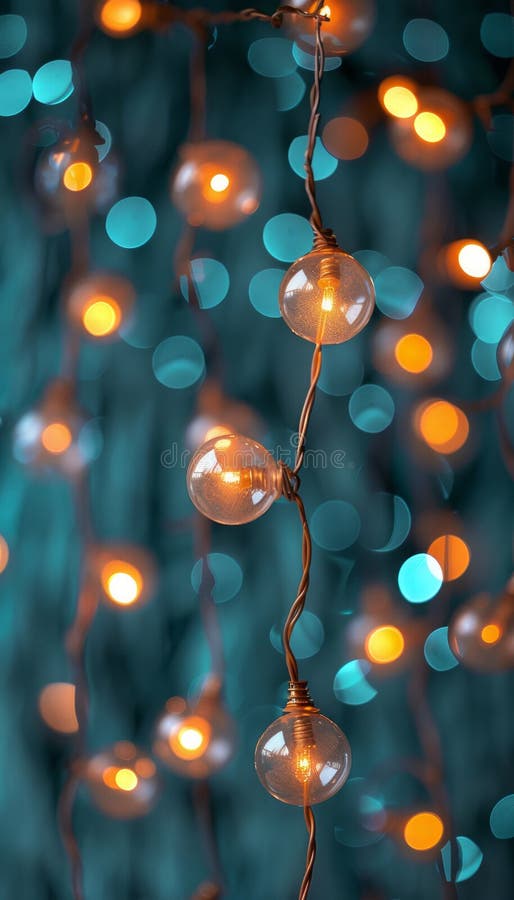 Dazzling String Lights with Glowing Bulbs Against Blurred Bokeh ...