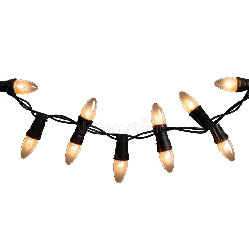 String of Warm White Christmas Lights on Black Background Stock Photo ...