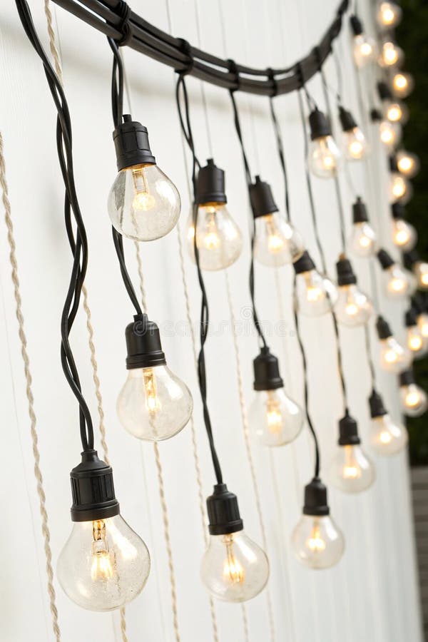 String Wired Bulbs on White Background Stock Illustration ...
