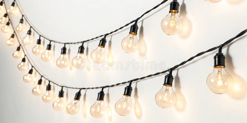 String Wired Bulbs on White Background Stock Photo - Image of decor ...