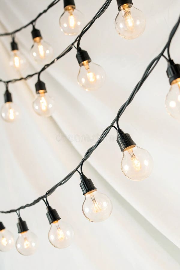 String Wired Bulbs on White Background Stock Illustration ...