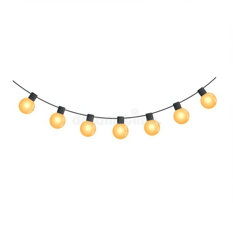 String of Yellow Bulbs on White Background Stock Illustration ...