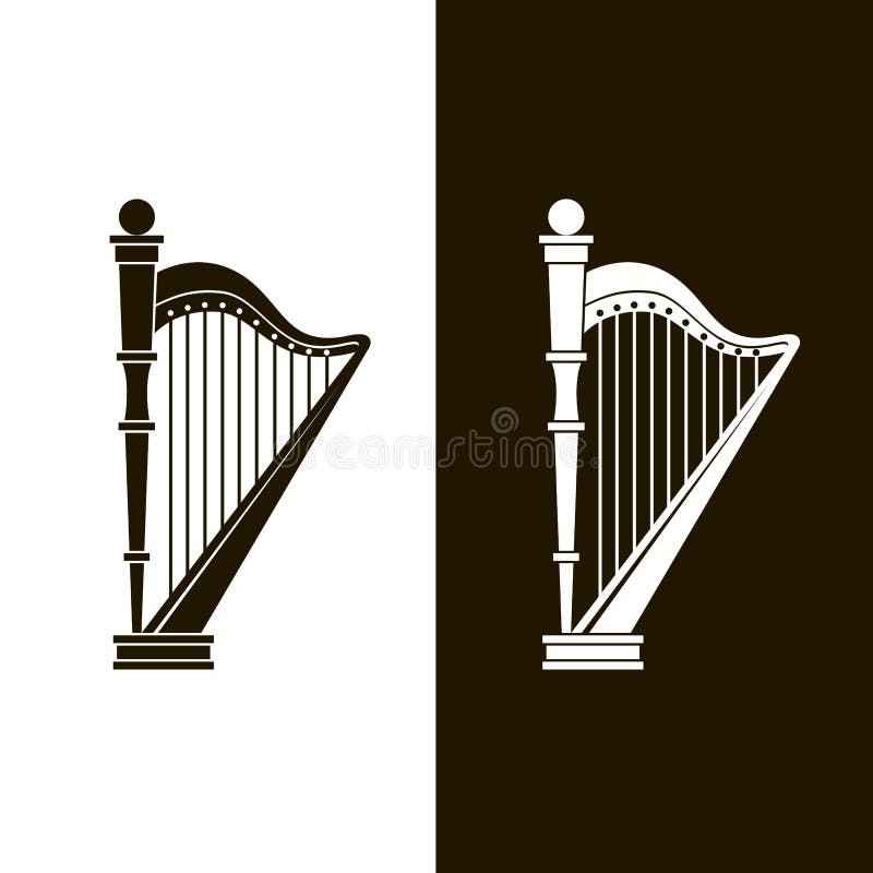 Harp Icons Set Flat Vector Isolated Stock Vector - Illustration of ...