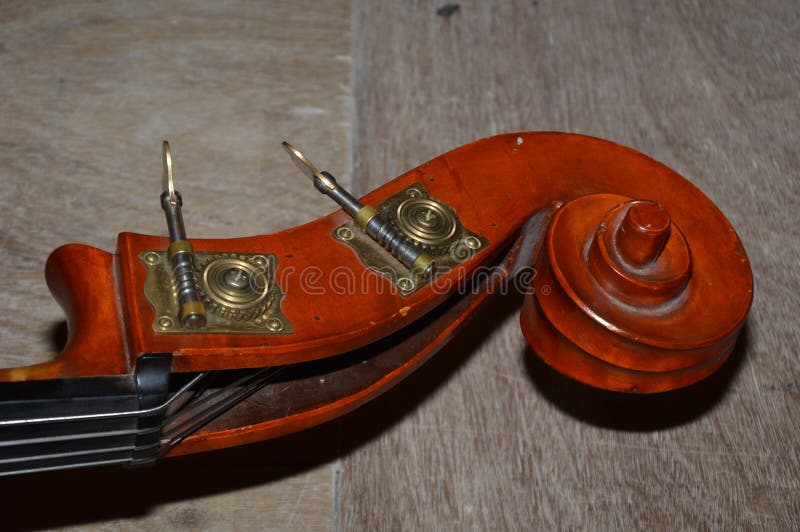 A Stringed Music Instrument Zoom on a Double Bas Stock Photo - Image of ...