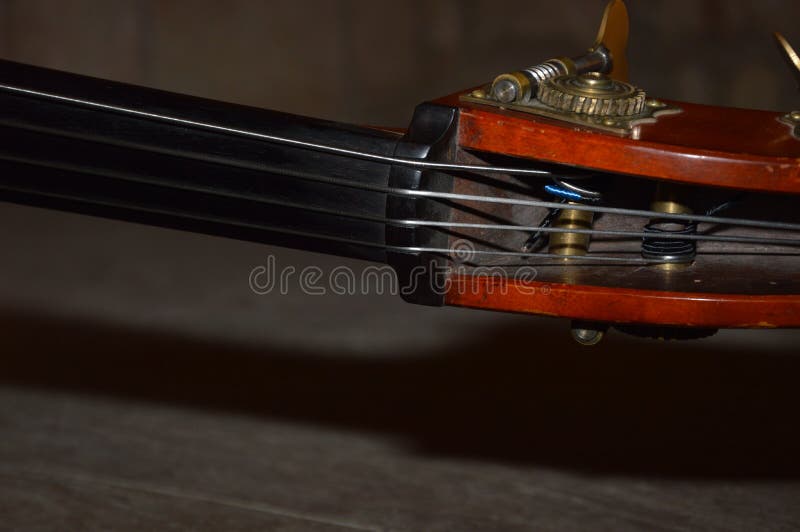 A Stringed Music Instrument Zoom on a Double Bas Stock Photo - Image of ...