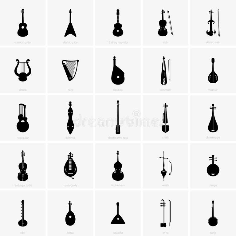 Stringed Musical Instruments Stock Vector - Illustration of gurdy ...
