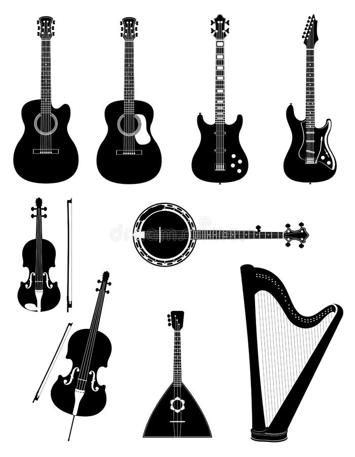 Black White Musical Instrument Stock Illustrations – 32,385 Black White ...