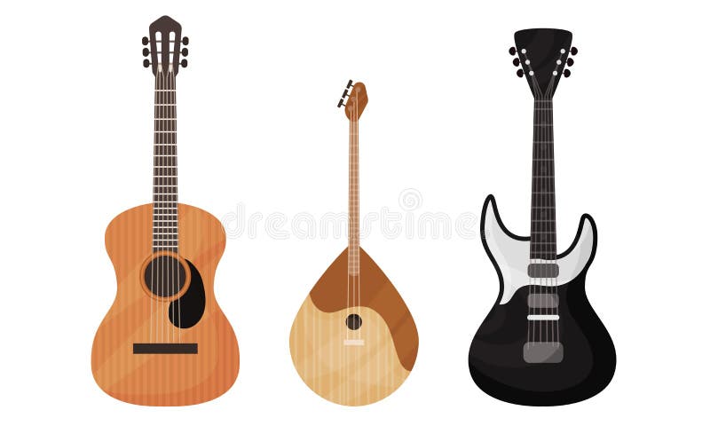 Stringed Musical Instruments Isolated on White Background Vector Set ...