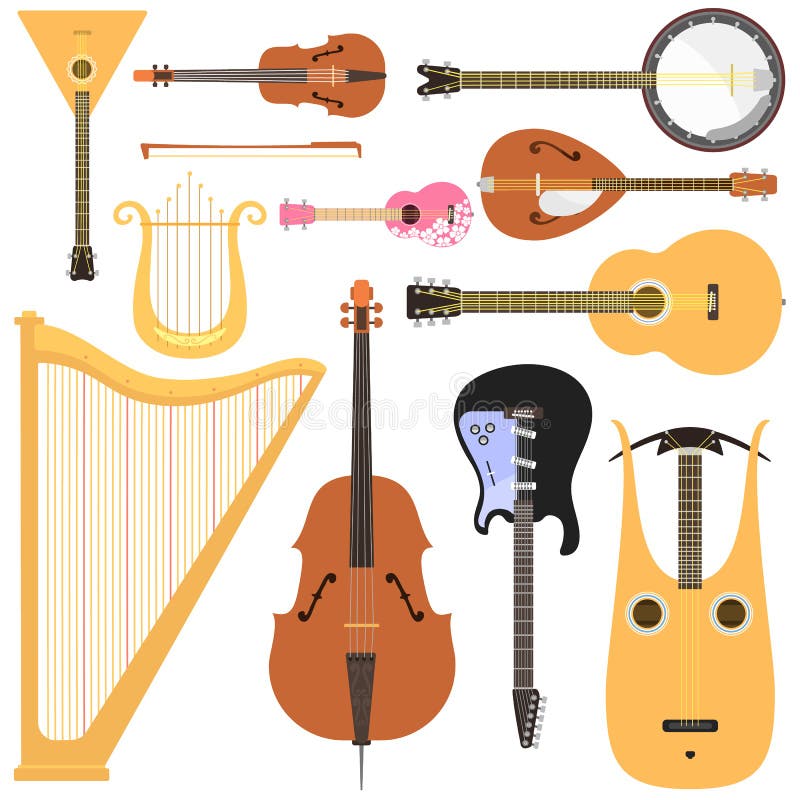 Stringed Musical Instruments Set Classical Orchestra Art Sound Tool and ...