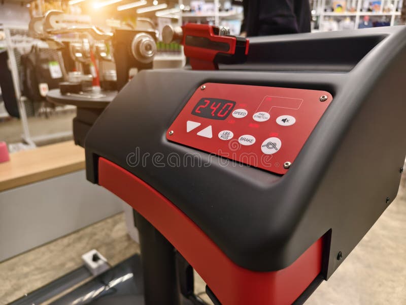 Strings a Badminton Racket on a Racket Stringing Machine. Stock Image ...