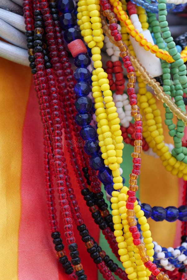 Close Up of Strings of Colorful Glass Beads. Vertical Image Stock Photo ...