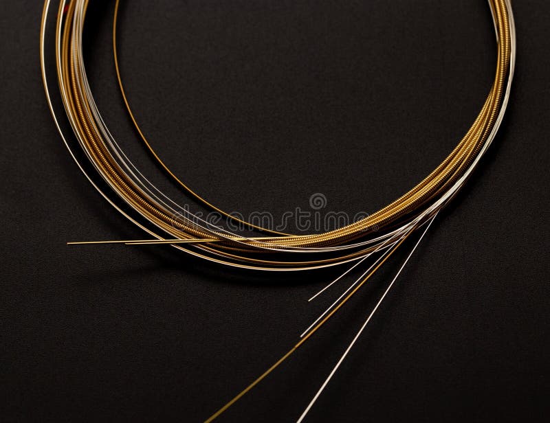 Strings for Guitar on a Black Background Stock Image - Image of retro ...