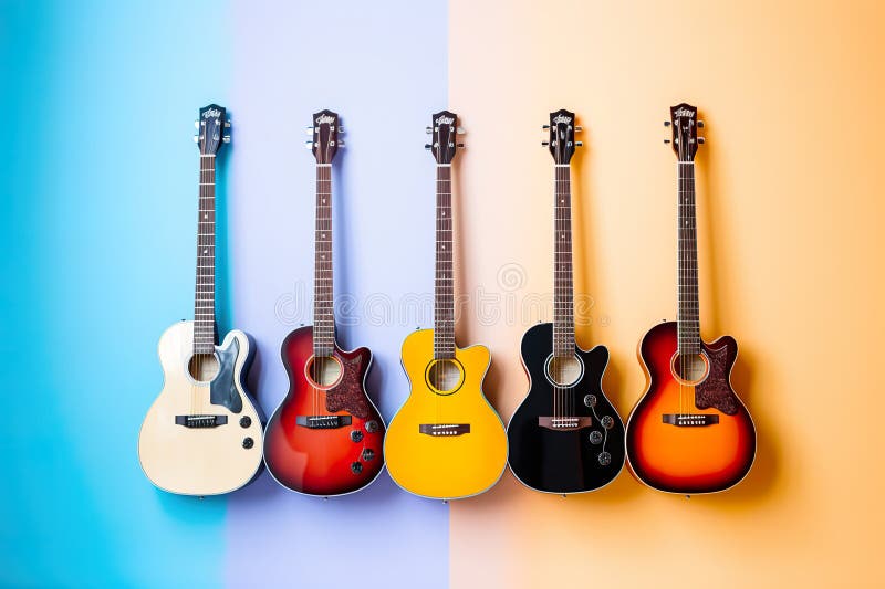 Strings of Melody: Assorted Variety of Guitars. Stock Illustration ...