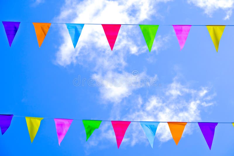 Clorful Two Lines with Flags or Pennants. Stock Image - Image of life ...