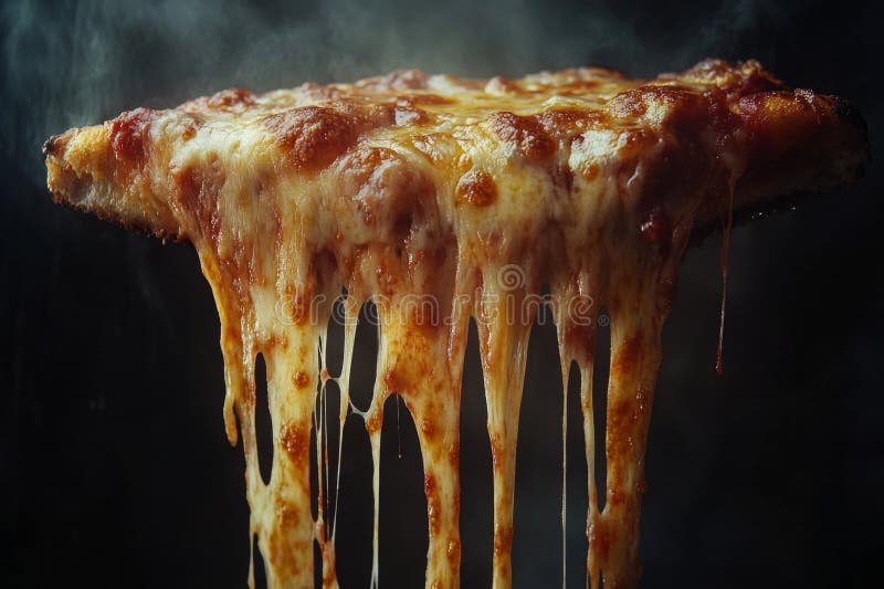 Stringy Melted Cheese Dripping from a Hot Slice of Pizza Stock Photo ...