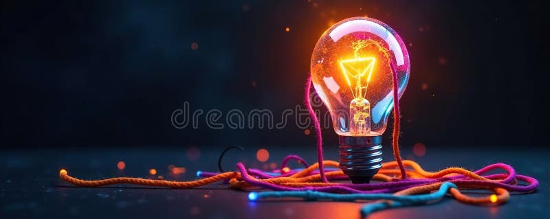 Stringy Yarn Wrapping Around a Light Bulb Globe Spiral Growth Colorful ...