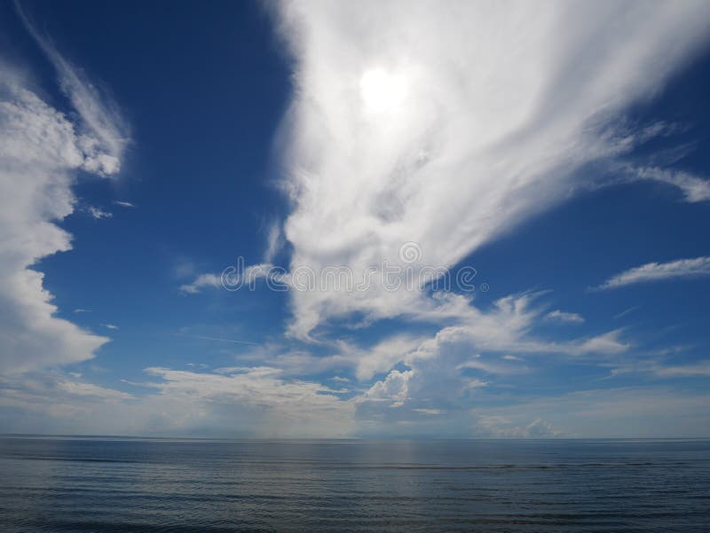 Strip Cloud with Sky Blue Sea Stock Photo - Image of white, coast ...