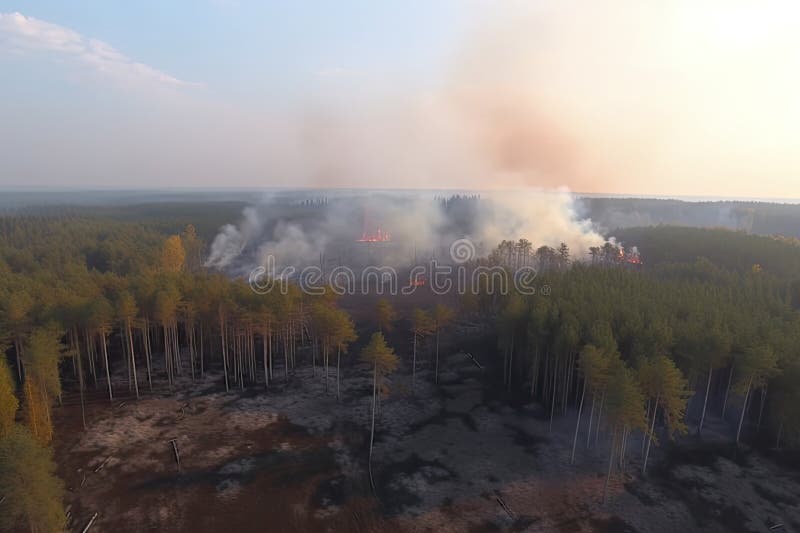 A Strip of Dry Grass Sets Fire To Trees in Dry Forest: Forest Fire ...