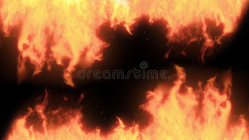 Strip of Flames on Top and Bottom of the Frame with Alpha Channel Stock ...